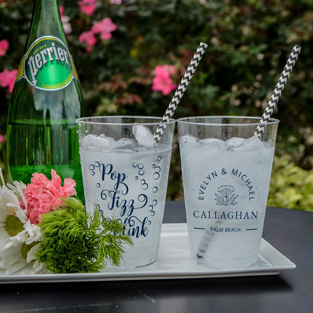 Pop Fizz Clink Hard Plastic Cups, Personalized Hard Plastic Cups ...
