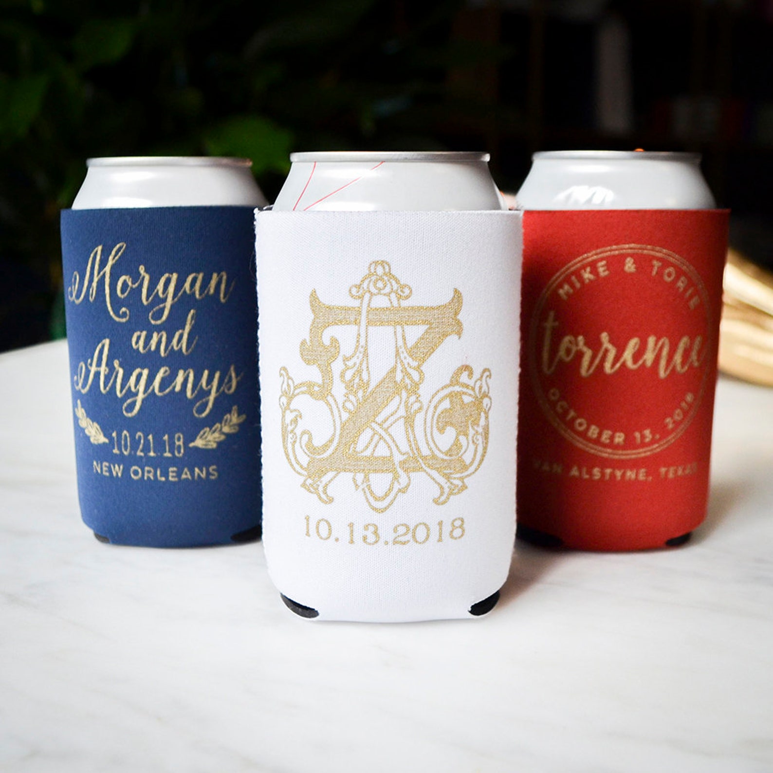 Monogrammed Can Coolers Custom Can Huggers Printed Bottle - Etsy