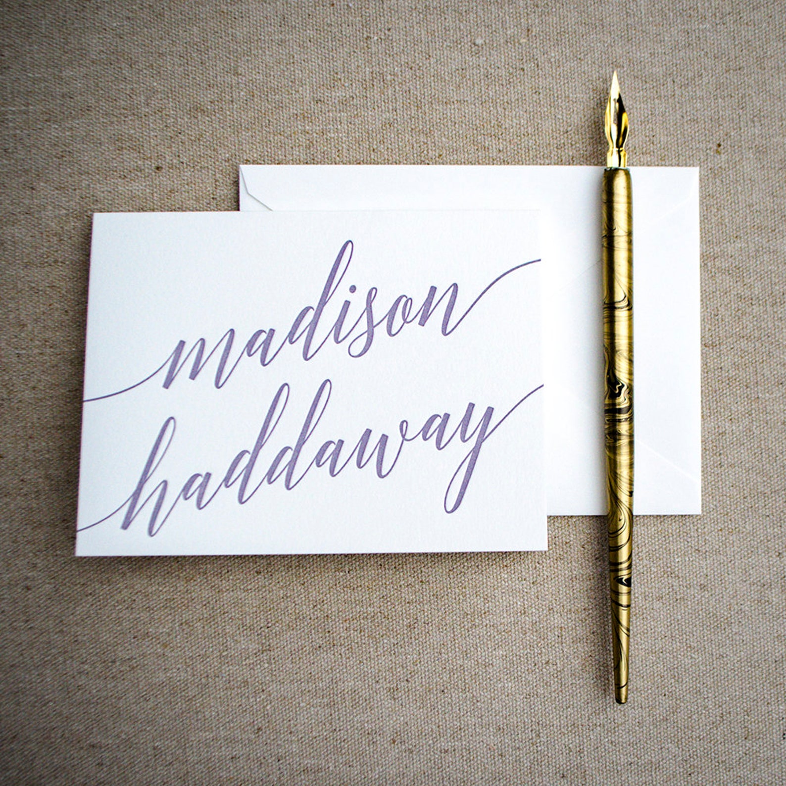 Custom Name Letterpress Folded A2 Stationery & Envelope Set ...