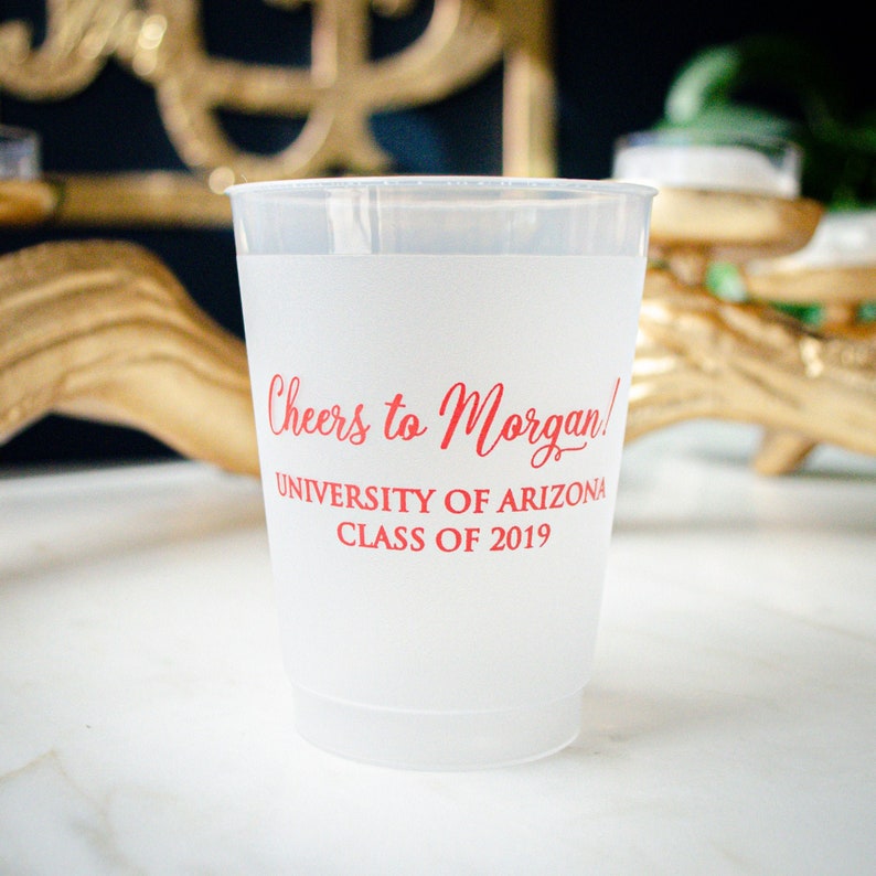 Custom Graduation Party Cups, College Grad Party Favor, Personalized ...