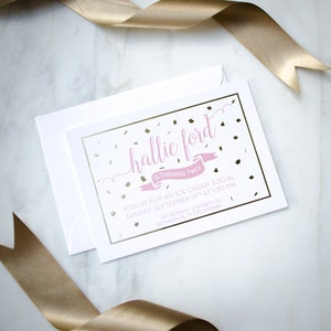 Custom Gold Foil Invitations, Ice Cream Social Kid's Birthday Invites ...