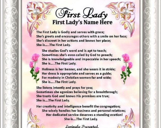 Pastor's Wife First Lady Personalized Appreciation Name Poem Gift Thank ...