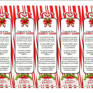 CHRISTMAS Legend of the Candy Cane Bookmark |tag, Candy Cane Legend ...