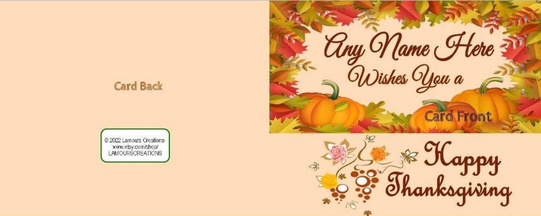 10 PERSONALIZED THANKSGIVING CARDS- Individual Card for Each ...