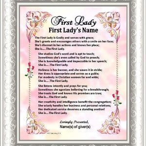Pastor's Wife First Lady Personalized Appreciation Name Poem Gift Thank ...