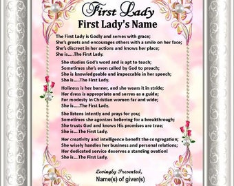 Pastor's Wife First Lady Personalized Appreciation Photo Name Poem Gift ...