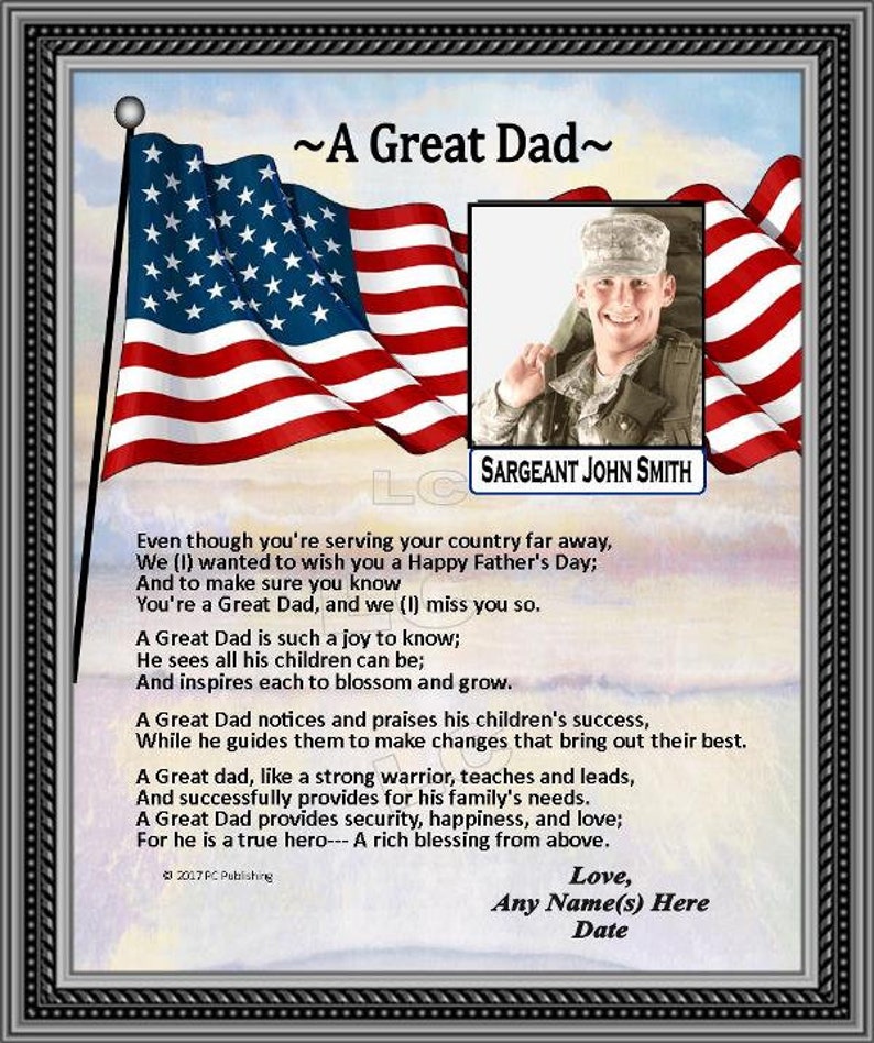 Military Dad Photo Father's Day |dad's Father's Birthday Gift| Print ...