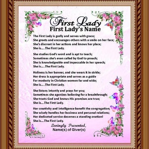 Pastor's Wife First Lady Personalized Appreciation Name Poem Gift Thank ...
