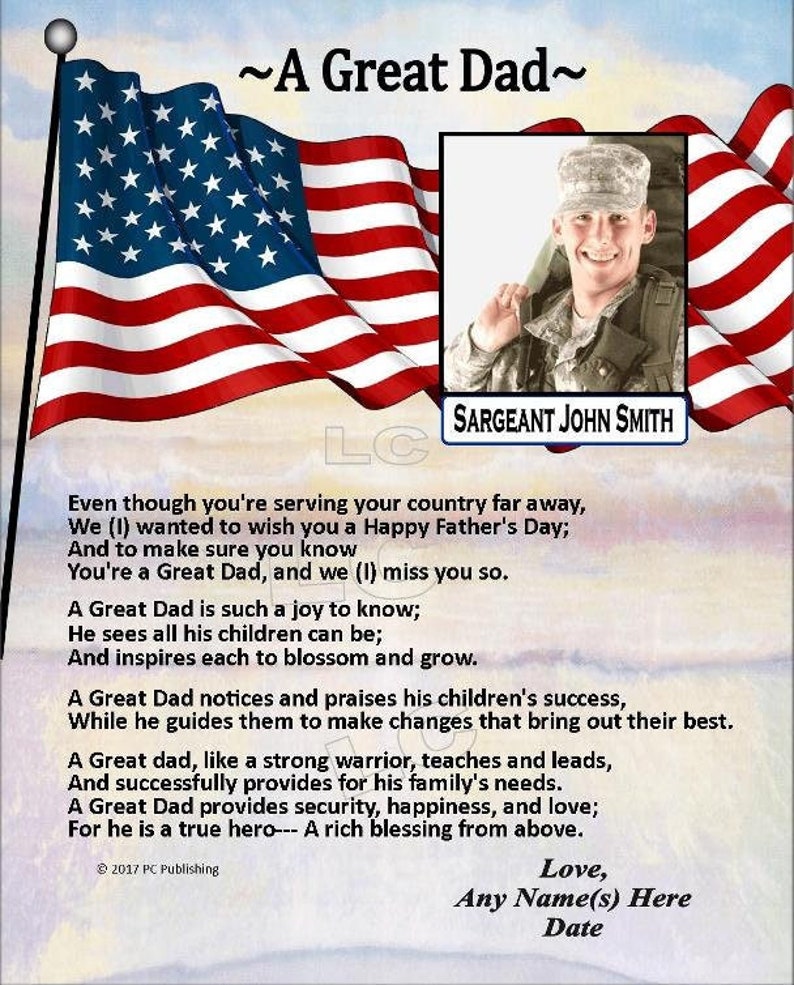 Military Dad Photo Father's Day |dad's Father's Birthday Gift| Print ...