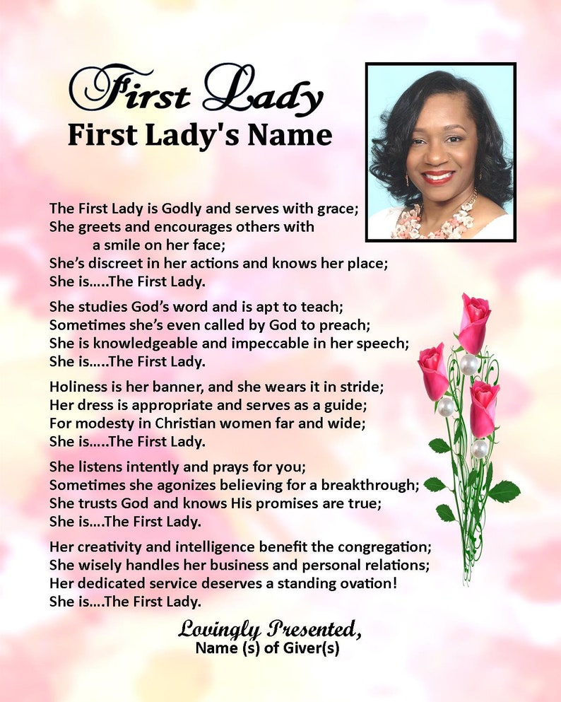Pastor's Wife First Lady Personalized Custom Appreciation Photo Name ...