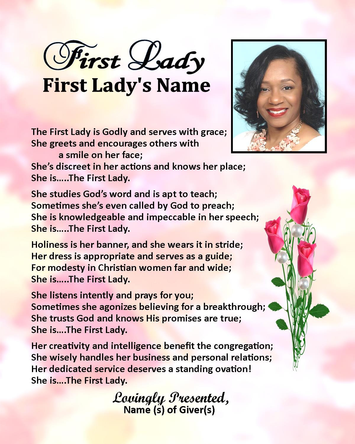 Pastor's Wife First Lady Personalized Custom Appreciation Photo Name ...