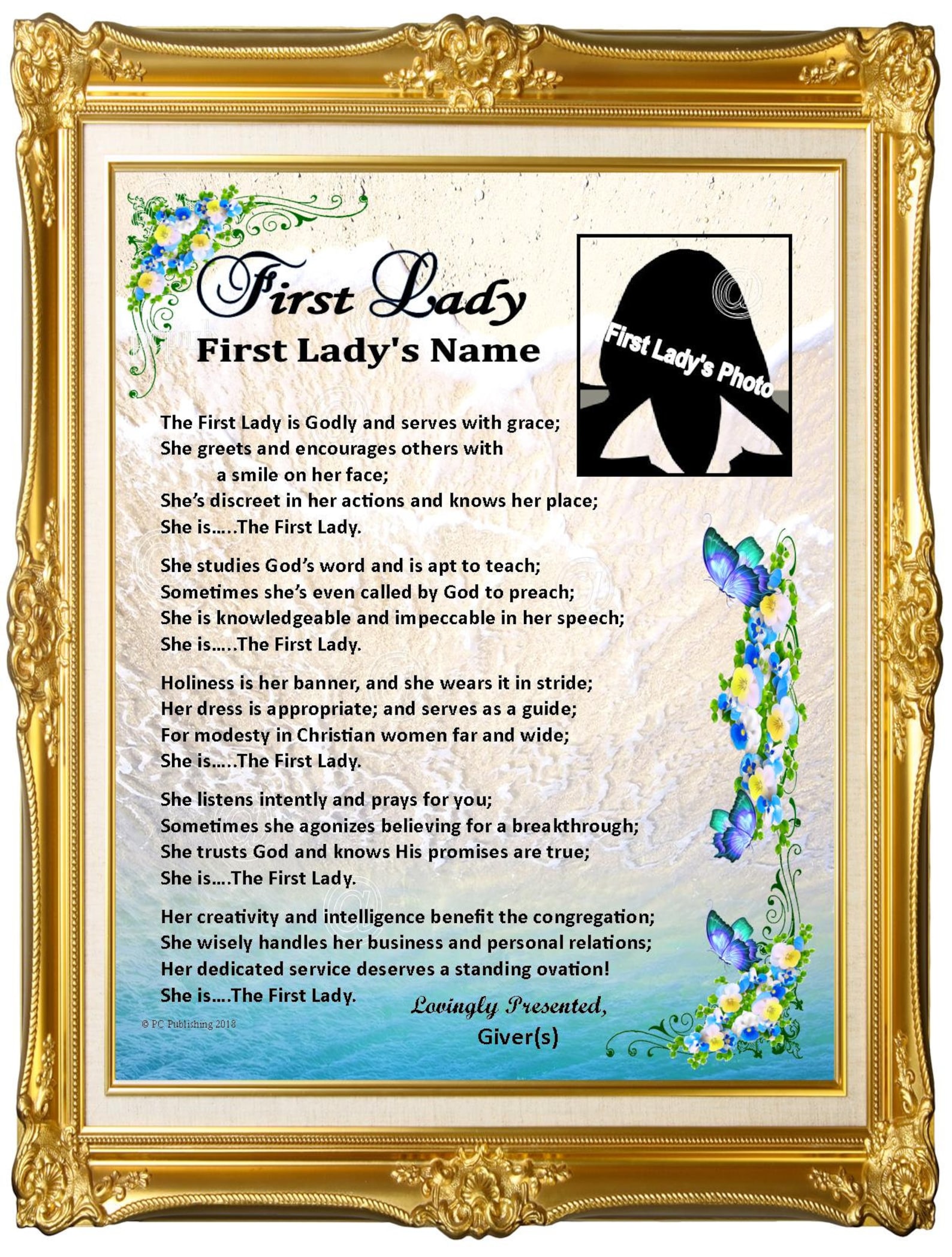 Pastor's Wife First Lady Personalized Photo Name Poem Gift Thank You ...