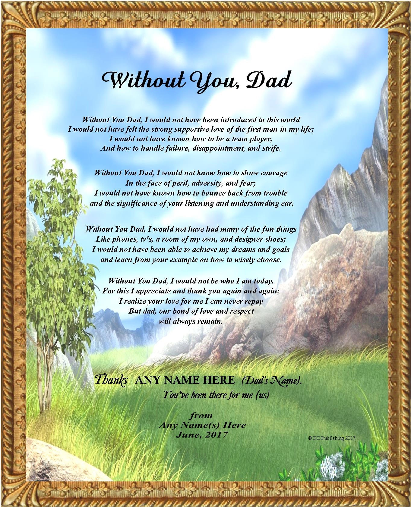 Personalized Father's Day Dad Poem Without You | Etsy