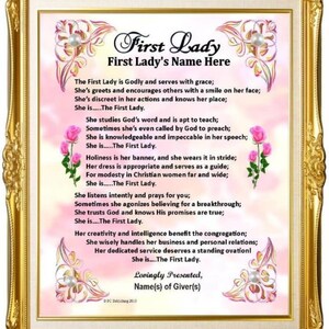 Pastor's Wife First Lady Personalized Appreciation Name Poem Gift Thank ...