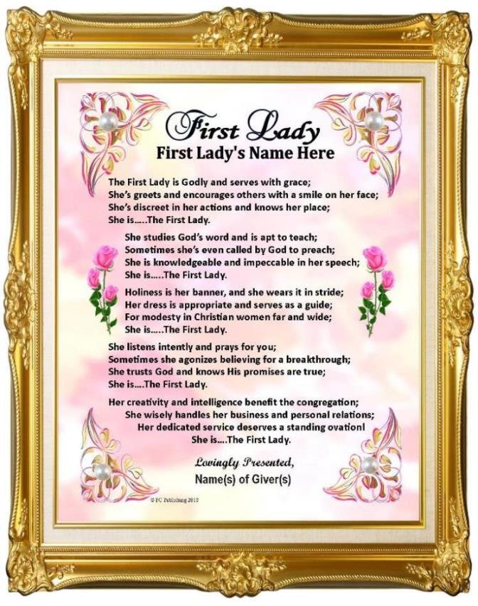 Pastor's Wife First Lady Personalized Appreciation Name Poem Gift Thank ...
