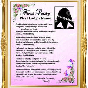 Pastor's Wife First Lady Personalized Appreciation Photo Name Poem Gift ...
