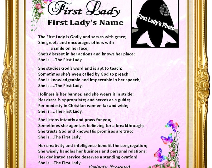 Pastor's Wife First Lady Personalized Appreciation Photo Name Poem Gift ...