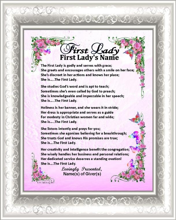 Pastor's Wife First Lady Personalized Appreciation Name Poem Gift Thank ...