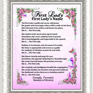 Pastor's Wife First Lady Personalized Appreciation Photo Name Poem Gift ...