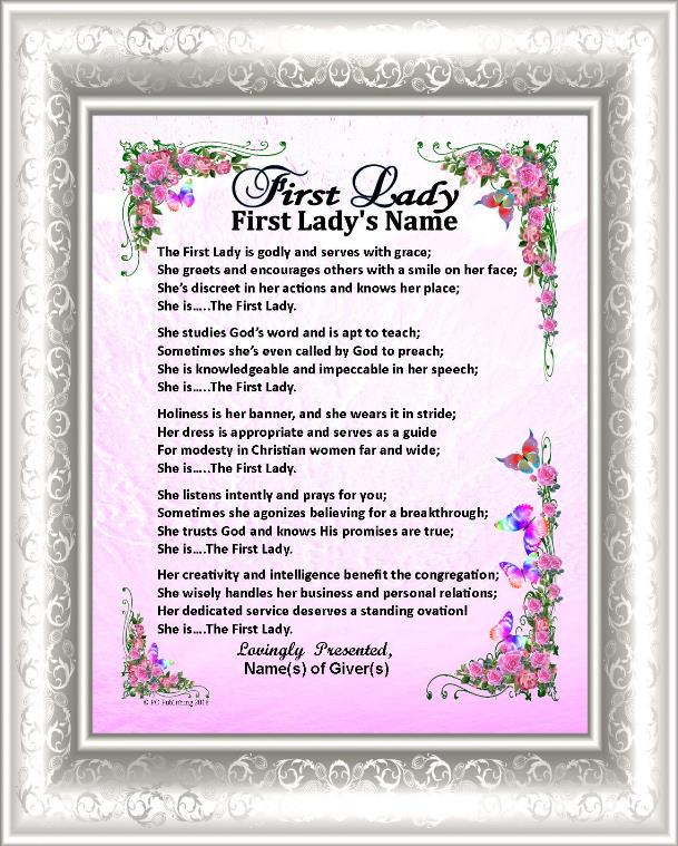 Pastor's Wife First Lady Personalized Appreciation Photo Name Poem Gift ...