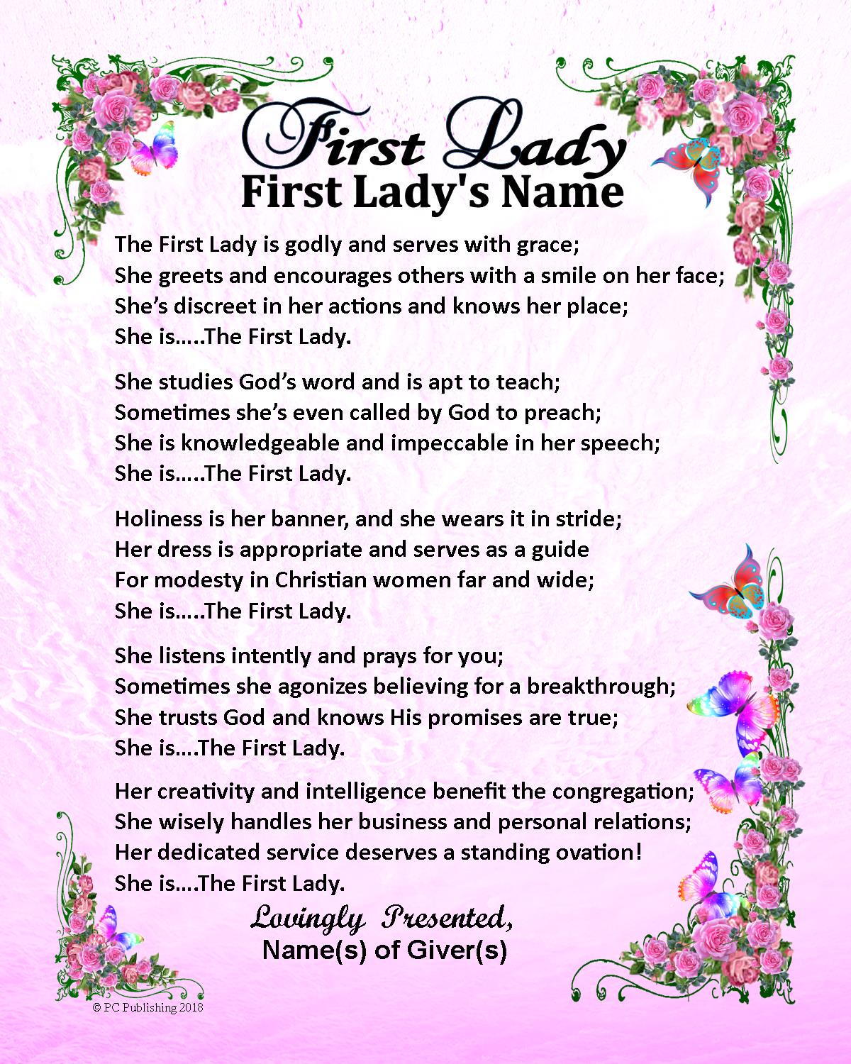 Pastor's Wife First Lady Personalized Appreciation Photo Name Poem Gift ...