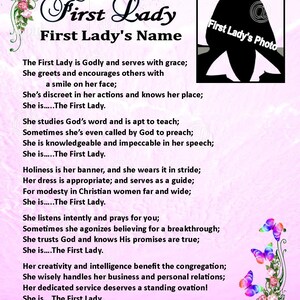 Pastor's Wife First Lady Personalized Appreciation Photo Name Poem Gift ...