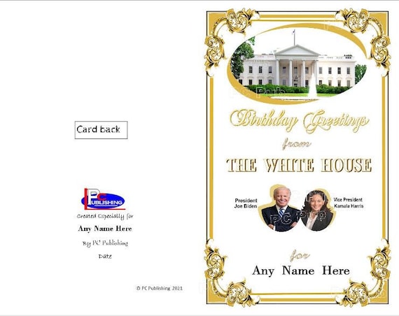 Birthday Cards Personalized Biden-Harris White House Birthday Card-Name ...