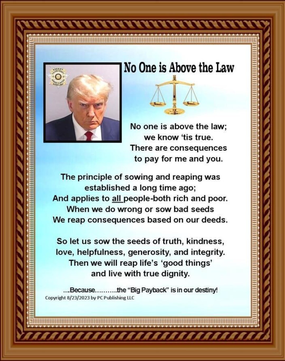 No One is Above the Law Poem Justice Scales Trump Mugshot - Etsy