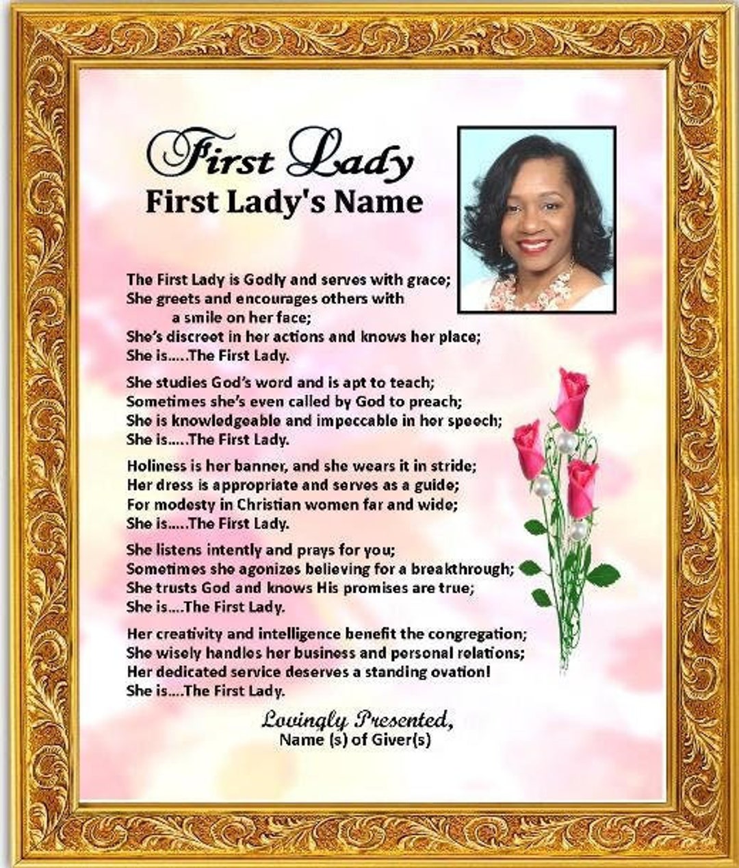 Pastor's Wife First Lady Personalized Custom Appreciation Photo Name ...