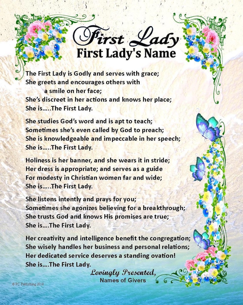 Pastor's Wife First Lady Personalized Photo Name Poem Gift Thank You ...