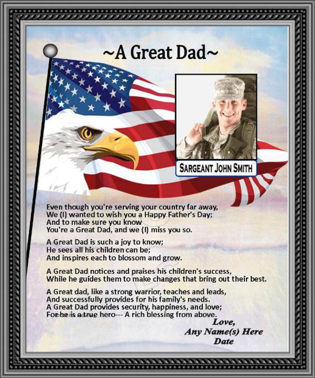 Military Dad Photo Father's Day |dad's Father's Birthday Gift| Print ...