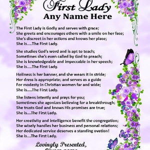 Pastor's Wife First Lady Personalized Appreciation Name Poem Gift Thank ...