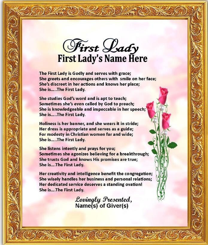 Pastor's Wife First Lady Personalized Appreciation Name Poem Gift Thank ...
