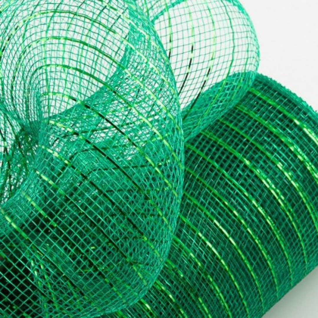 Kelly Green Metallic Deco Mesh Ribbon 21 In. X 10yards - Etsy