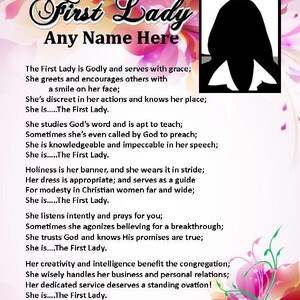 Pastor's Wife First Lady Personalized Custom Appreciation Name Poem ...