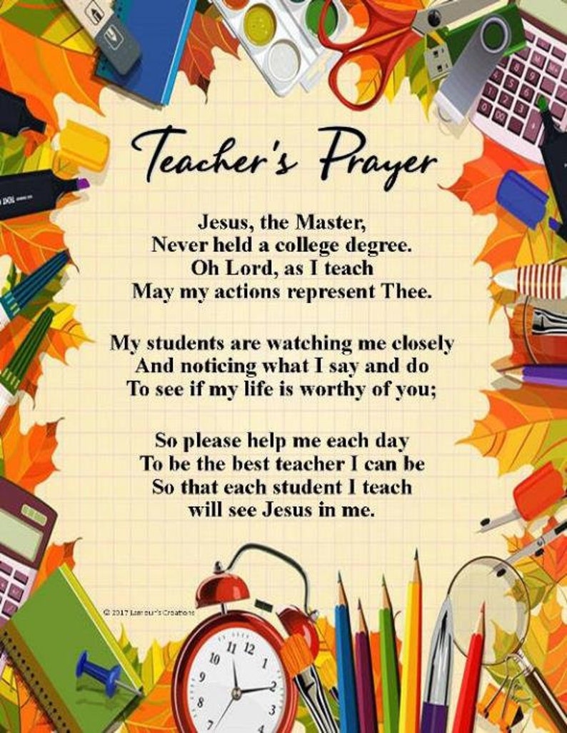 Teacher's Prayer Print: Christian School Decor (digital Download) - Etsy