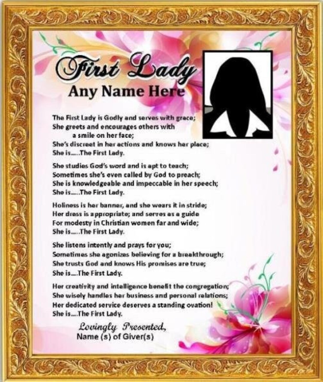 Pastor's Wife First Lady Personalized Custom Appreciation Name Poem ...