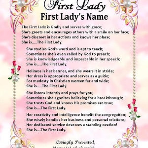 Pastor's Wife First Lady Personalized Appreciation Name Poem Gift Thank ...