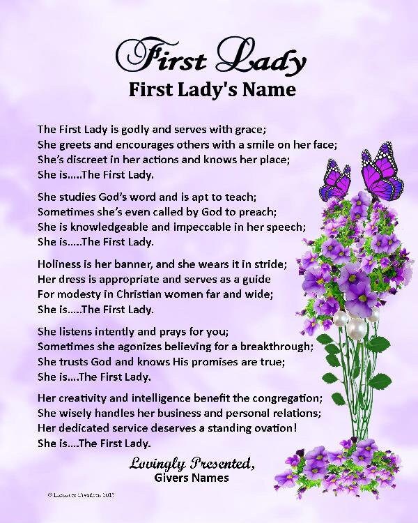 Pastor's Wife First Lady Personalized Appreciation Name Poem Gift Thank ...