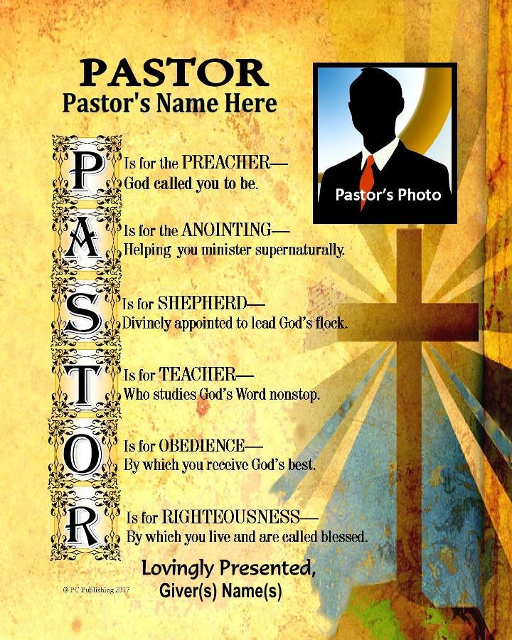 Pastor Appreciation Anniversary Personalized Photo Name Poem Gift Thank ...