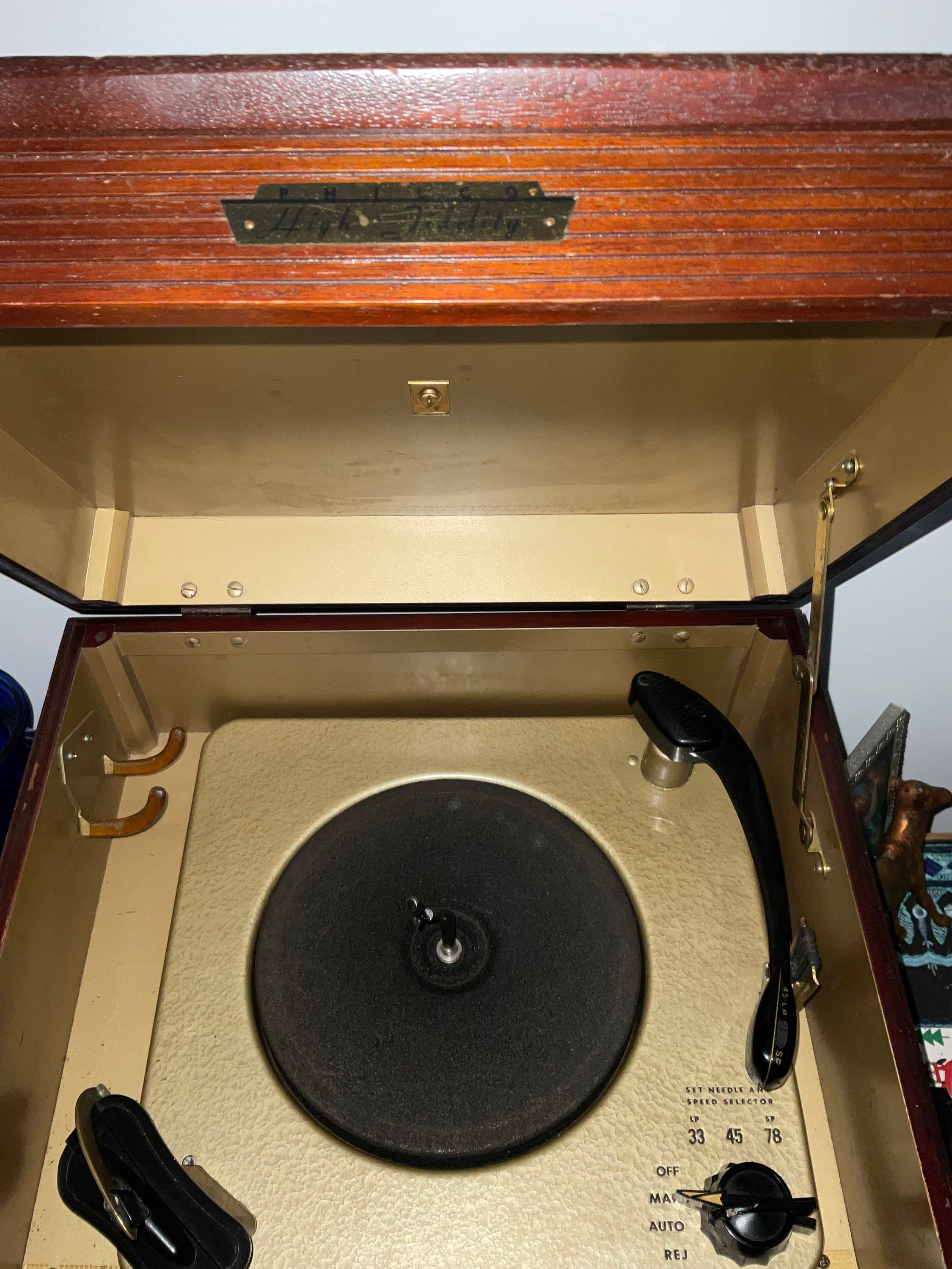 Vintage Record Player Table Top Wood Record Player Philco Record Player ...