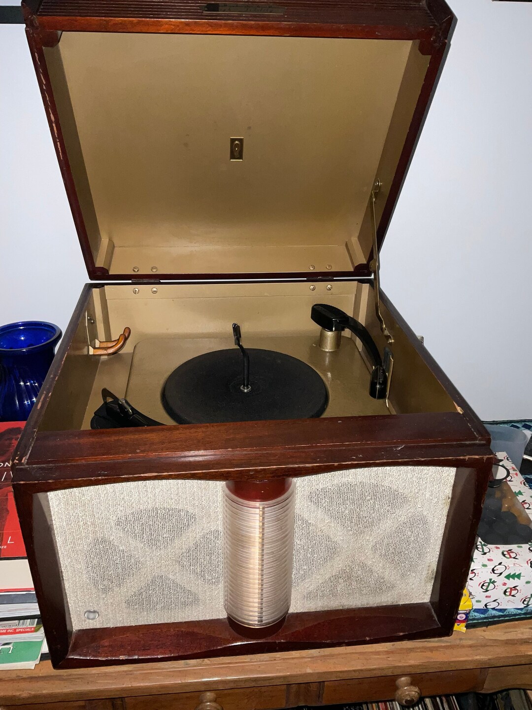 Vintage Record Player Table Top Wood Record Player Philco Record Player ...