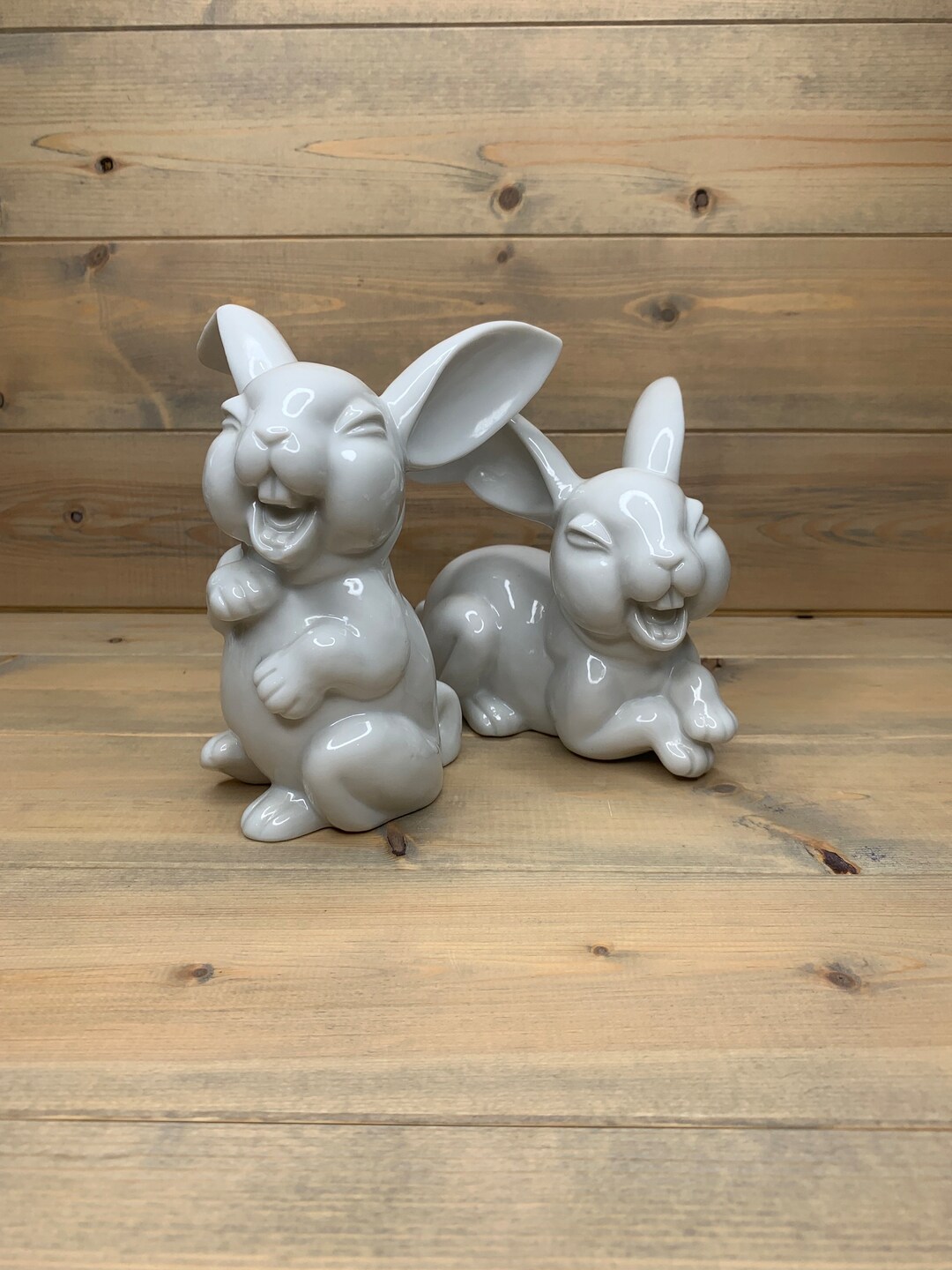Laughing White Rabbits / Bunnies - Japan - Set of 2 - Etsy