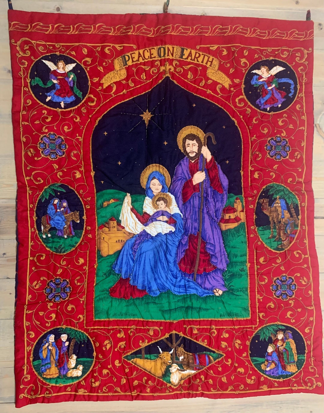 Nativity Scene Peace on Earth Wall Hanging - Etsy