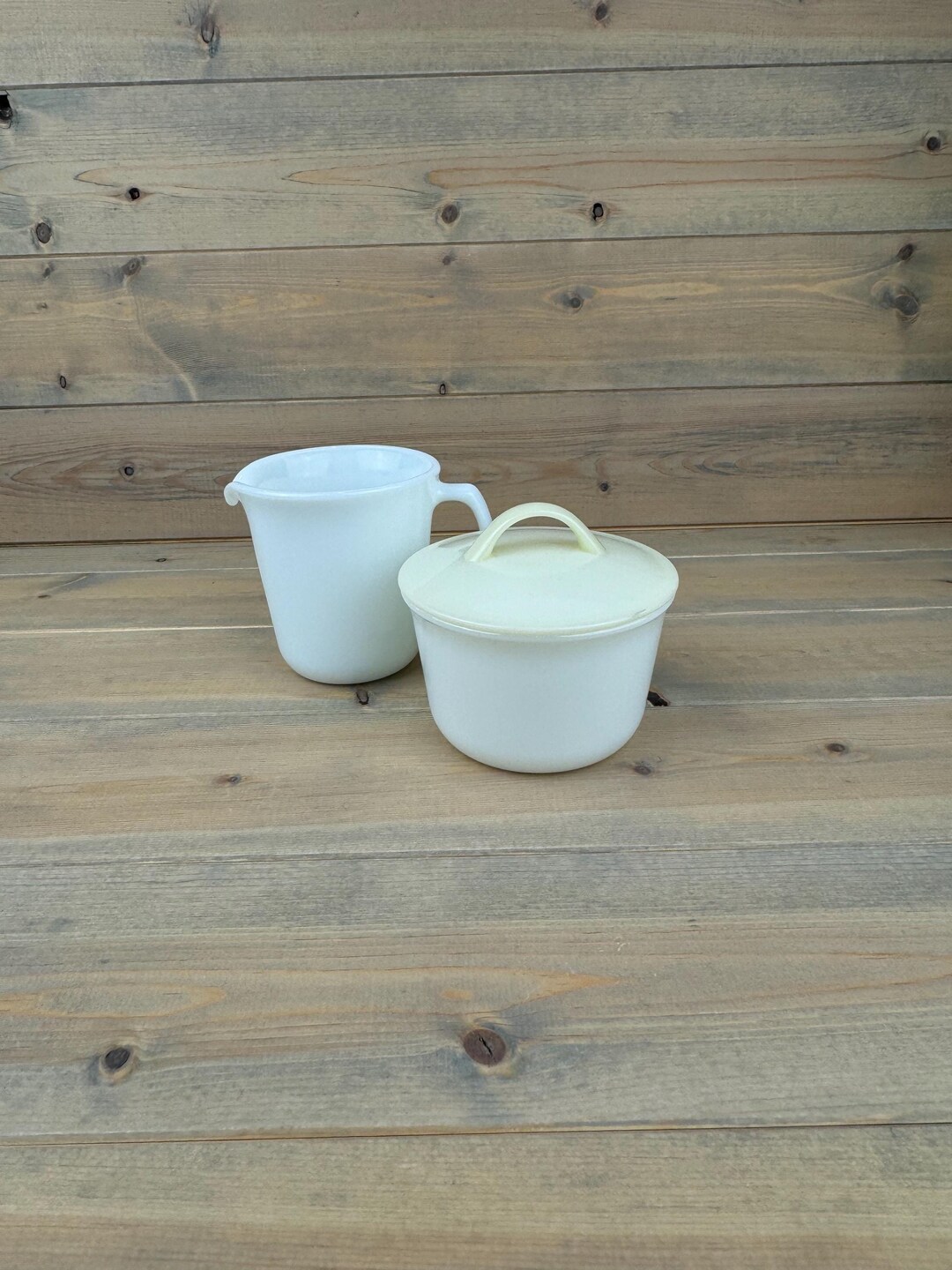 Pyrex White Creamer and Sugar Set - Etsy