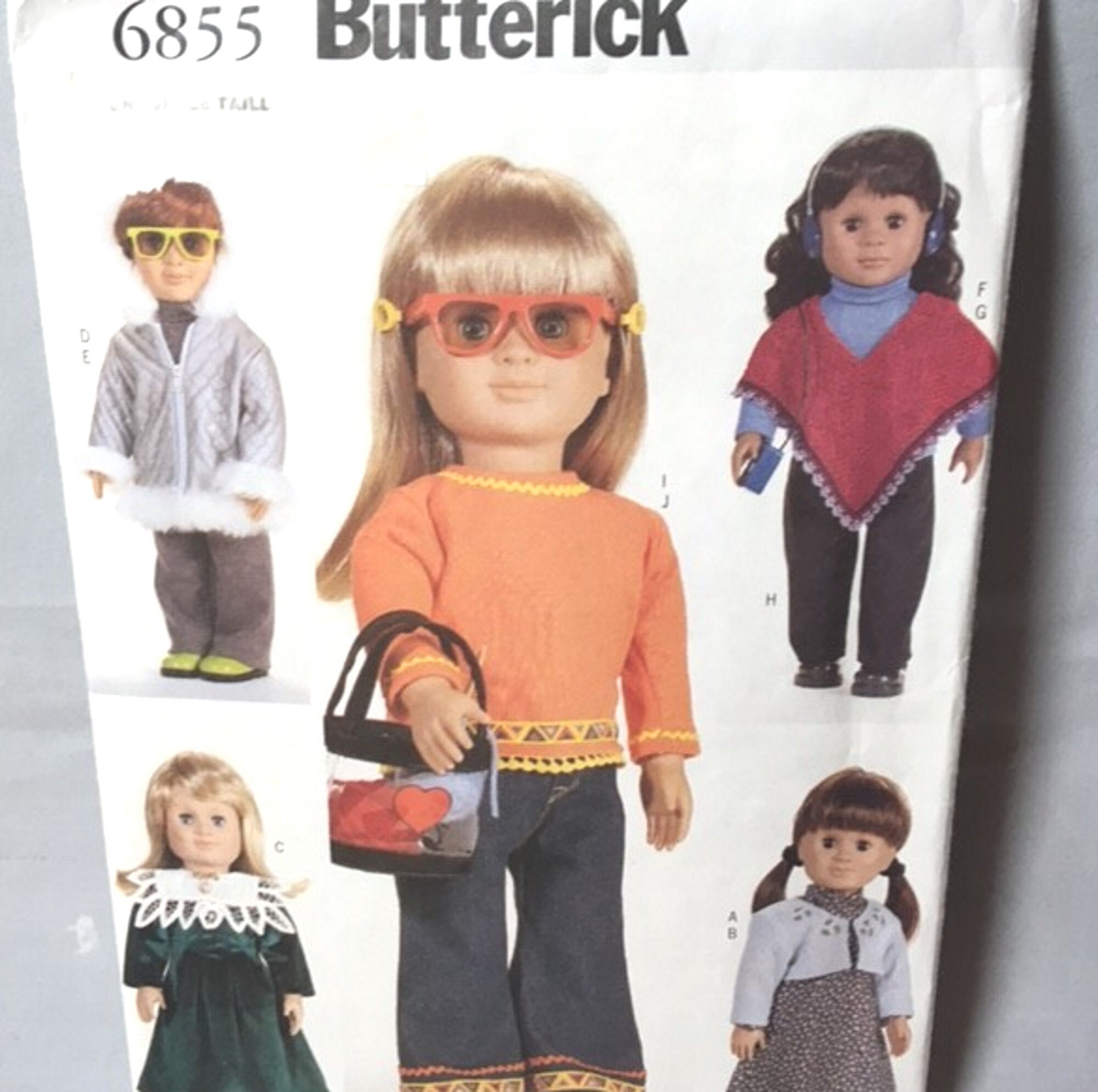 BUTTERICK 6855, DOLL Clothes, PATTERN for 18 Inch Doll, Birthday, Gift ...