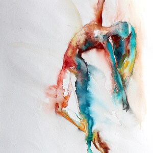 Original Watercolor Painting the Sky is Crying. Portrait of Dancing ...