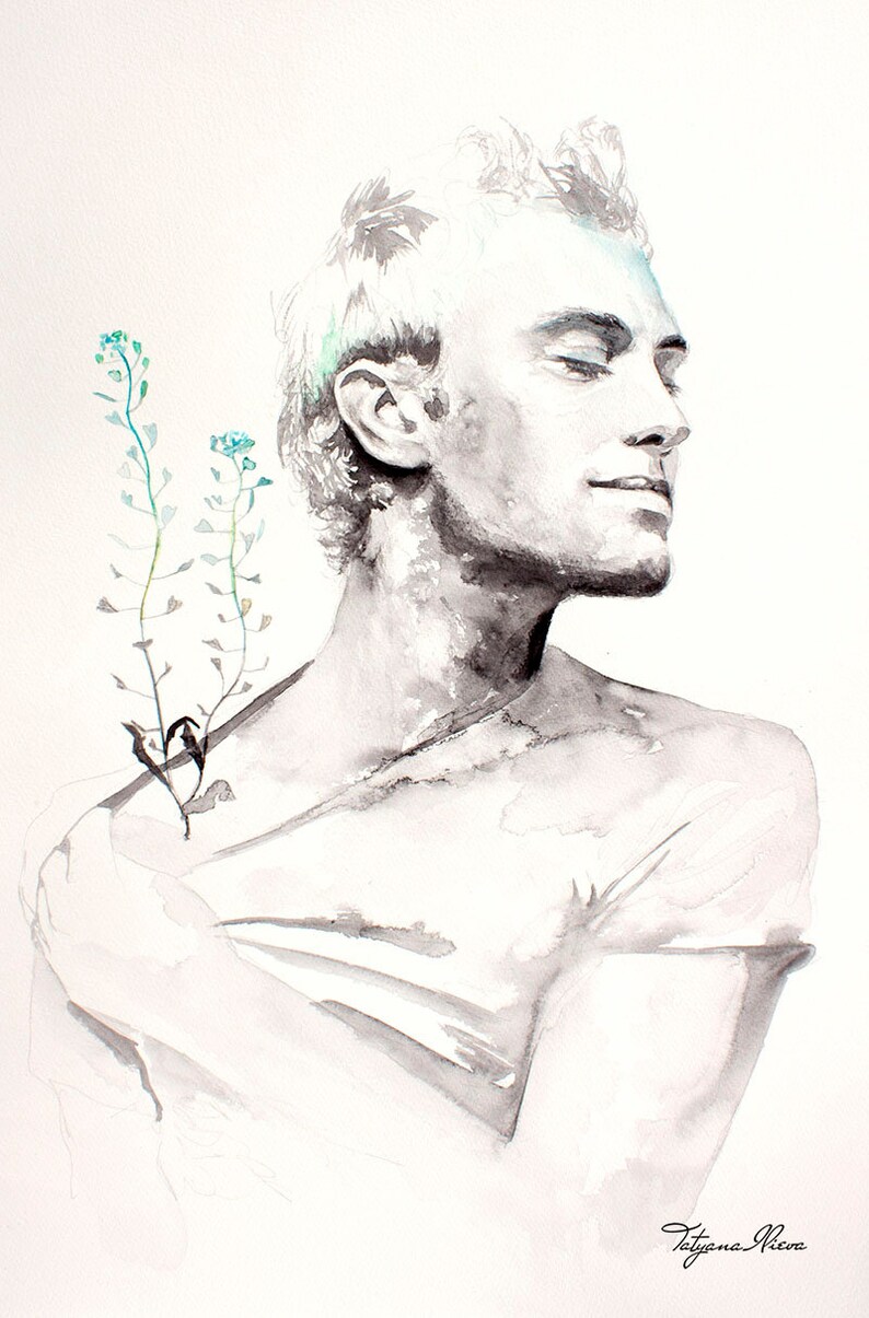Original Watercolor Painting . Man Portrait Painting With - Etsy Australia