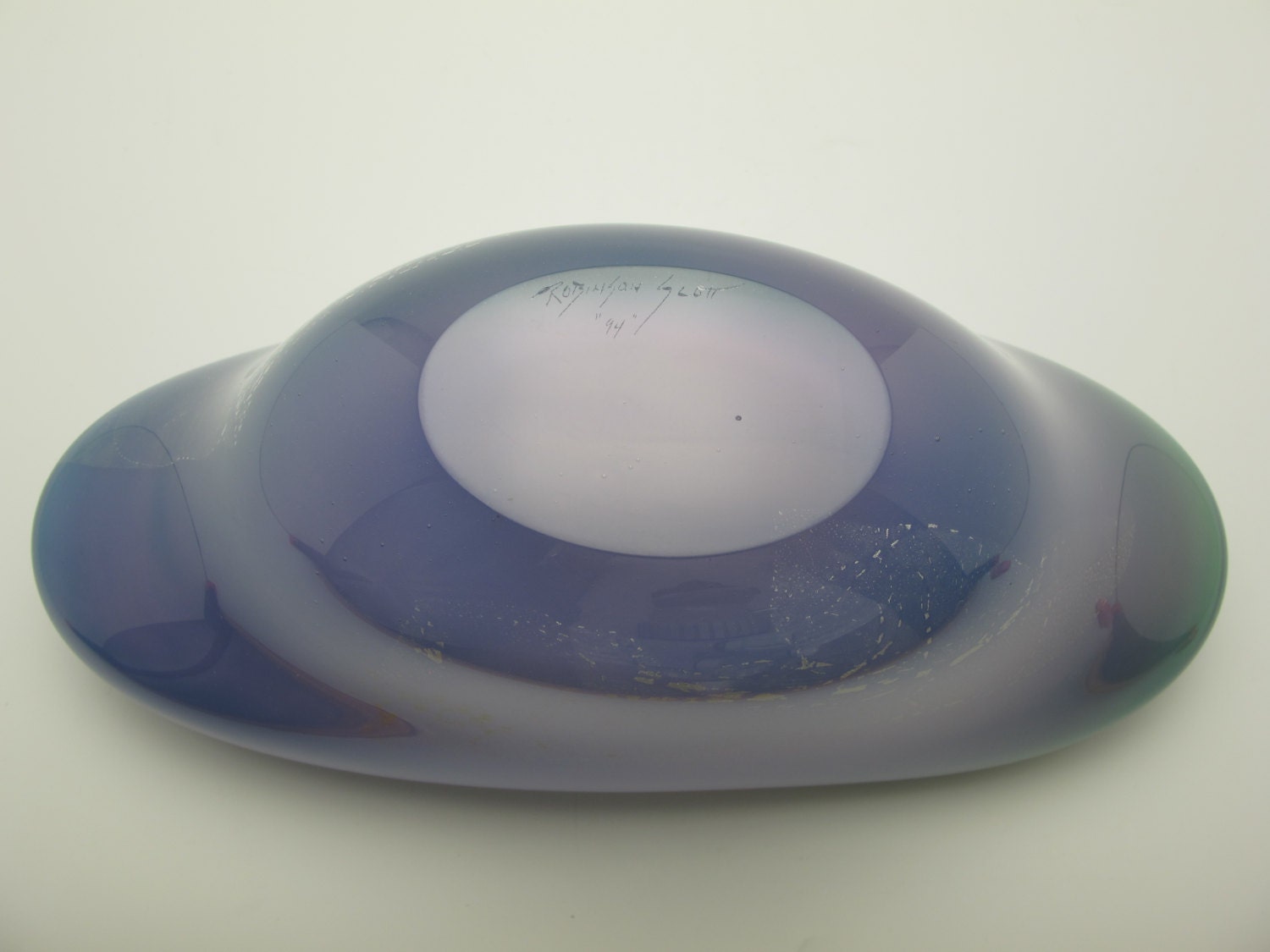 Vintage Signed Robinson Scott Elongated Art Glass Opalescent Lavender ...