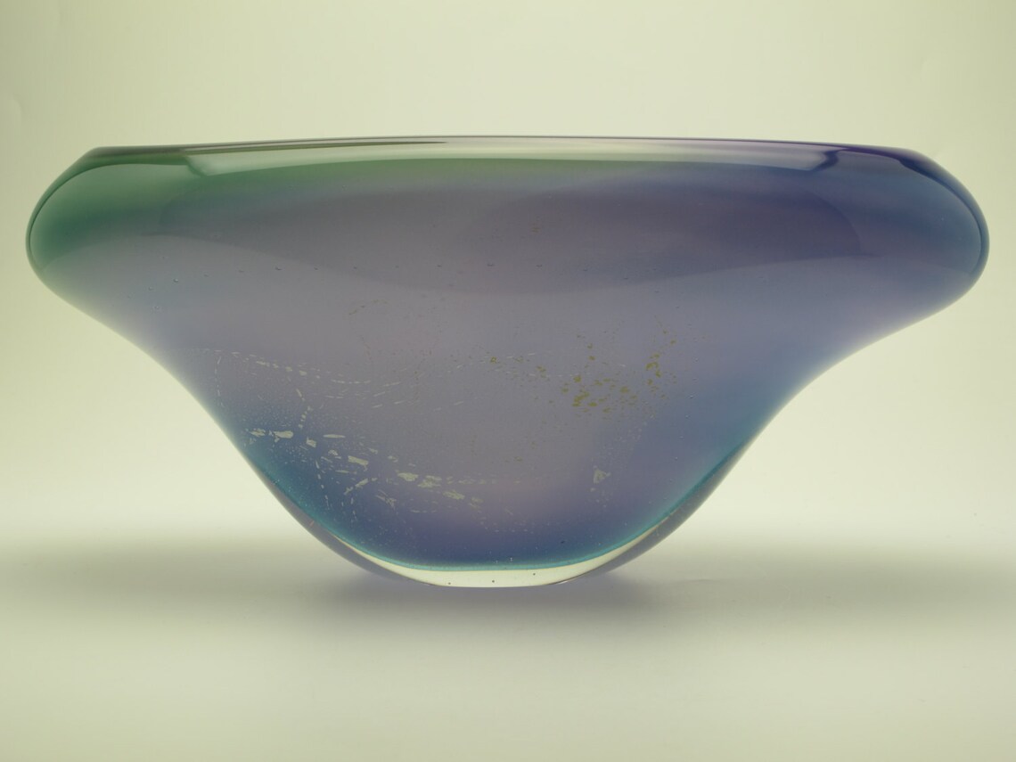 Vintage Signed Robinson Scott Elongated Art Glass Opalescent Lavender ...